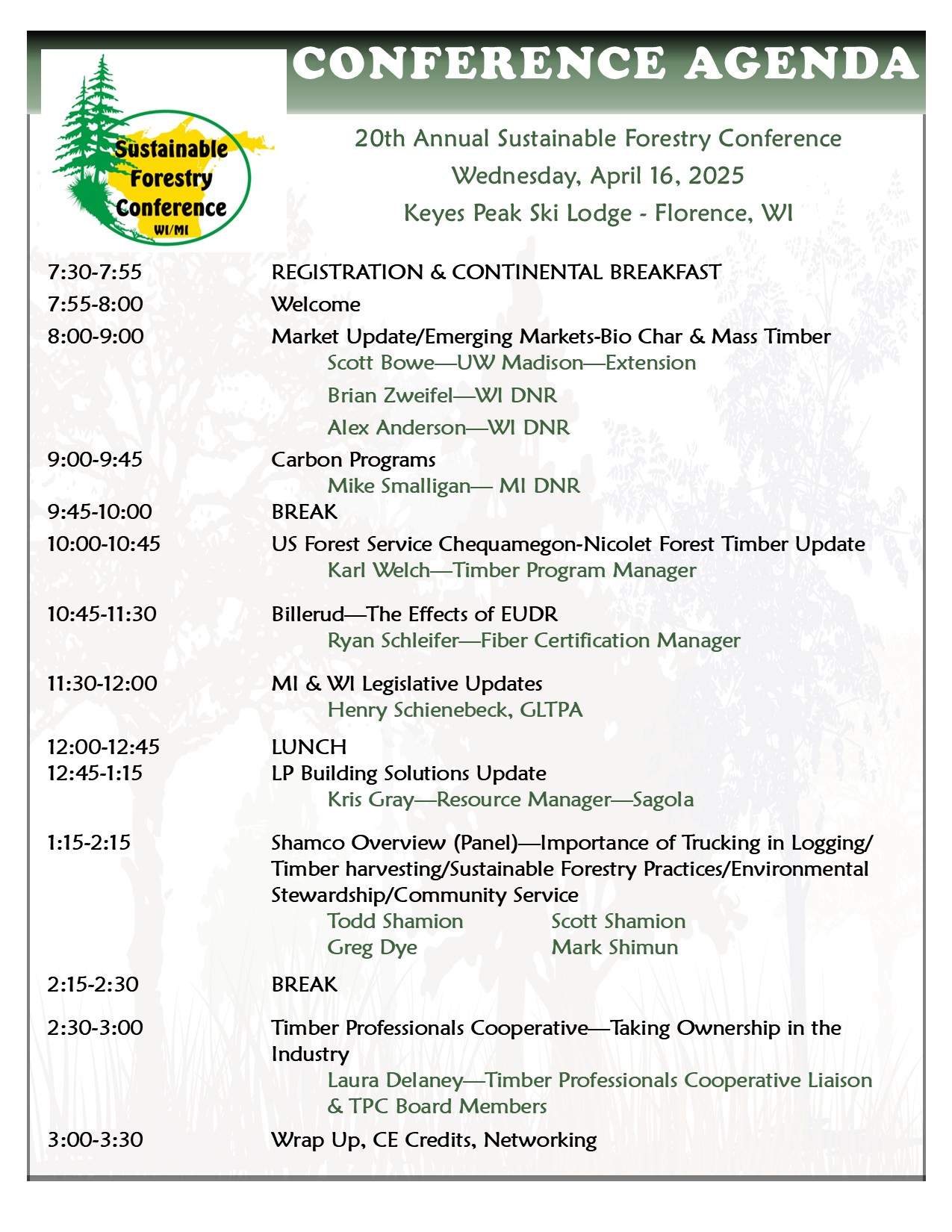 20th Annual Sustainable Forestry Conference – Extension Florence County